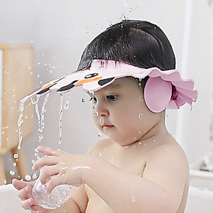 ITODA Baby Bath Shampoo Cap with Ear Protection Safe Bathing Visor Hat Soft Shower Wash Hair Adjustable Portable Eye Shield for Children Toddler Girls Kids