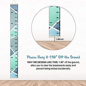 Growth Charts for Kids, Harebe Removable Canvas Wall Hanging Growth Height Chart for Home Decoration, Ruler Wall Decor for Kids, Child Boy Girl - Macaron Blue