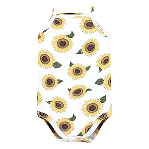 Hudson Baby Unisex Baby Cotton Sleeveless Bodysuits, Sunflower, 3-6 Months