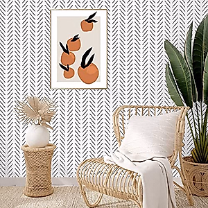 Erfoni Black and White Peel and Stick Wallpaper Modern Herringbone Contact Paper for Bathroom 17.7inch x 78.7inch Geometric Removable Wall Paper Peel and Stick Strip Self Adhesive Contact Paper