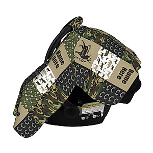 Personalized Baby Name Car Seat Covers for Babies, Custom Carseat Canopy, Peekaboo Opening Minky Dot Nursing Breastfeeding Cover Infant Canopies for Baby Boys Girls Newborn (Woodland Moose and Bear)