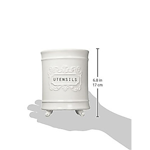 Mud Pie Circa Utensil Ceramic Holder, 6.5"x5" dia, Utensils