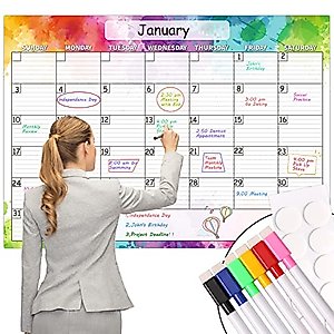 Dry Erase Calendar – Large Dry Erase Calendar for Wall, Undated Quarterly Wall Calendar, 27.8" x 40" Monthly Calendar, Reusable Laminated Calendar Whiteboard, Great Organizer for Home, Office, School