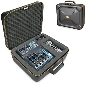 USA Gear Audio Mixer Case - DJ Mixer Audio Bag with Customizable Foam Interior & Durable Exterior Compatible with Yamaha Mixer Mg06X, Behringer XENYX 302USB, ALPOWL Sound Board & More DJ Equipment