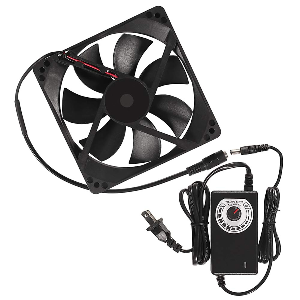 120mm x 25mm 110V 220V AC Powered Cooling Fan with Speed Controller 3V to 12V, 1225 AC 115V 120V 220V 240V for Cooling Ventilation Exhaust Projects, Receiver DVR Playstation Xbox Component Cooling