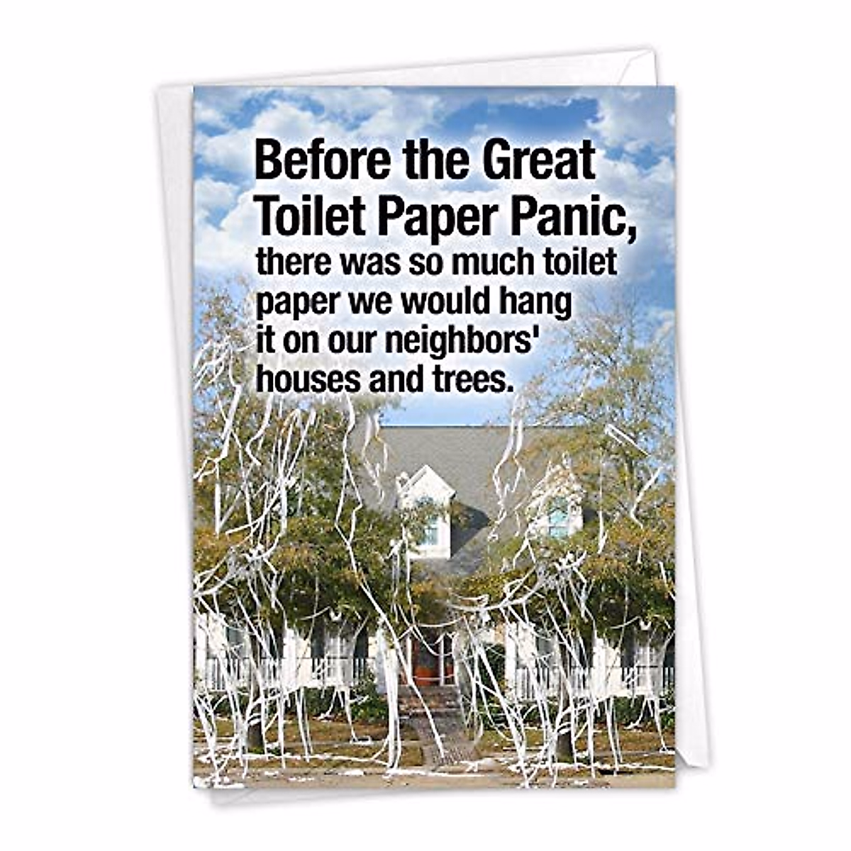 NobleWorks - Funny Happy Birthday Card with Envelope - Hilarious Quarantine, Toilet Paper Humor Greetings - Toilet Paper Panic C3700BDG