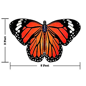 The Life Aisle | Butterfly Rug. 3'x5' | Area Rug | Monarch Butterfly Rugs for Girls Bedroom | Cute Rugs for Bedroom Aesthetic | Bedside Rug for Kids Play Room | College Dorm Room Essentials