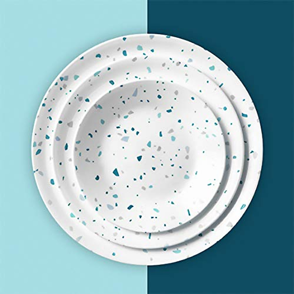 Corelle J106-TRT CP-1648 Small Plate, Plate, Plate, Shatter-Resistant, Lightweight, Microwave Safe, Oven Safe, Dishwasher Safe, Terrazzo Verde