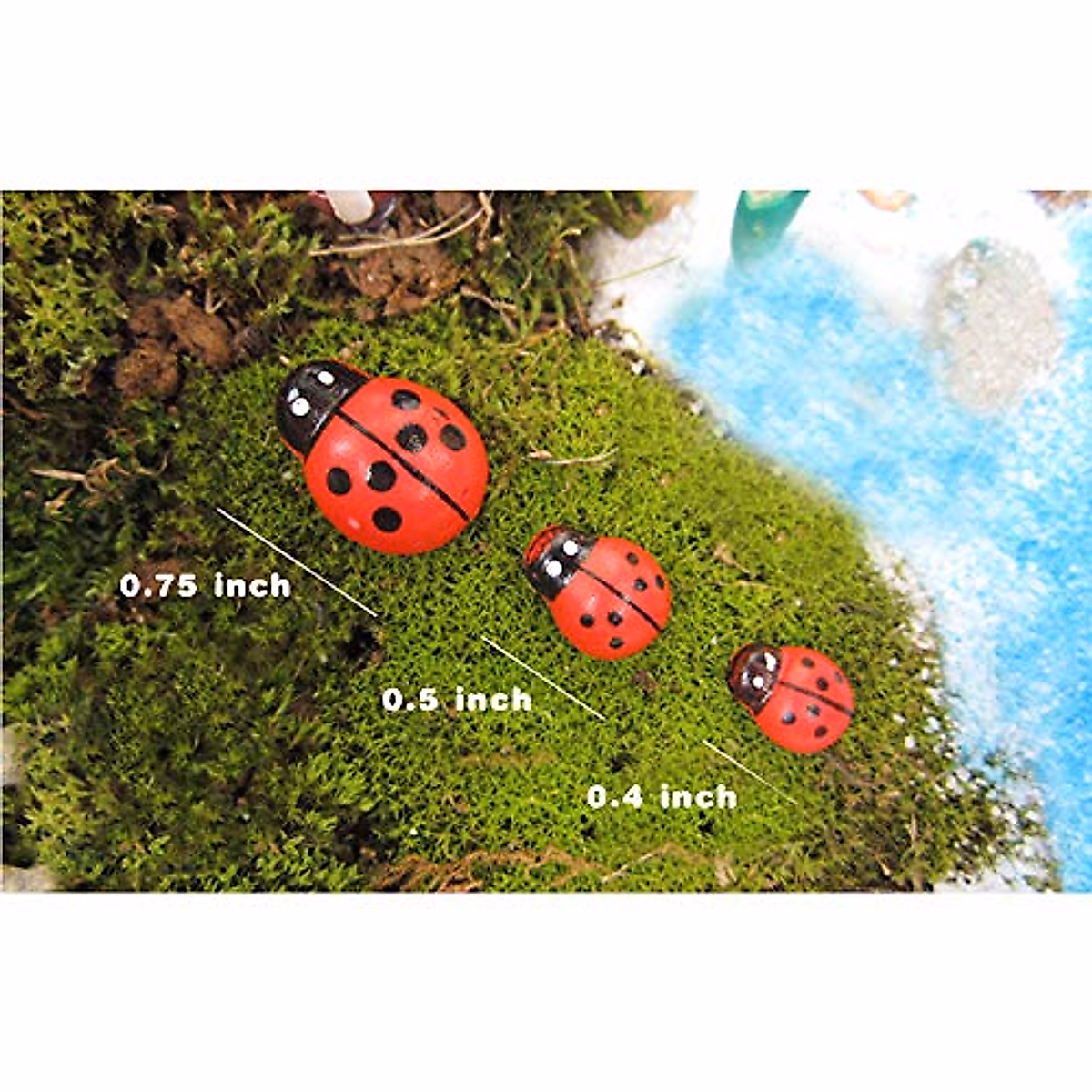 200 Pcs Mini Wooden Ladybugs Stickers with 3 Sizes for Fairy Garden Home Decor