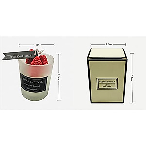 Scented Candle Strawberry Shape,120G Aroma Decorative Candle Gift in Glass Jar 12 Hours,Handmade Soy Wax Candle for Table Photo Prop Birthday,Prefect for Meditation Stress Relief Mood Boosting Bath