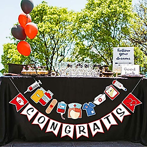 Whaline 2 Pcs Nurse Banner Nurse Garland Nurse Graduation Party Banner RN Bunting Banner Garland Nursing Grad Party Home School Theme Party Hanging Decoration Supplies