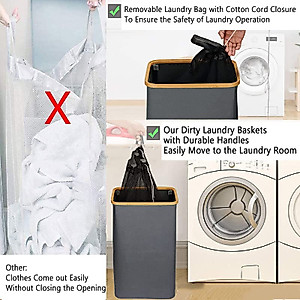 Collapsible Laundry Basket, Tall Laundry Hamper with Lid and Removable Liner Bag, Large Foldable Storage Laundry Hamper Clothes Basket, Laundry Basket for Dorm, Bathroom, Bedroom, Clothing, Toys
