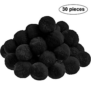 Acrylic Black Pompom Balls Halloween Costume Pom Poms Fluffy Black Pompoms Large Crafts Pom Balls Fuzzy Soft Pom Pom Balls for DIY Crafts Halloween Costume Decorations, 2 Inch (30)