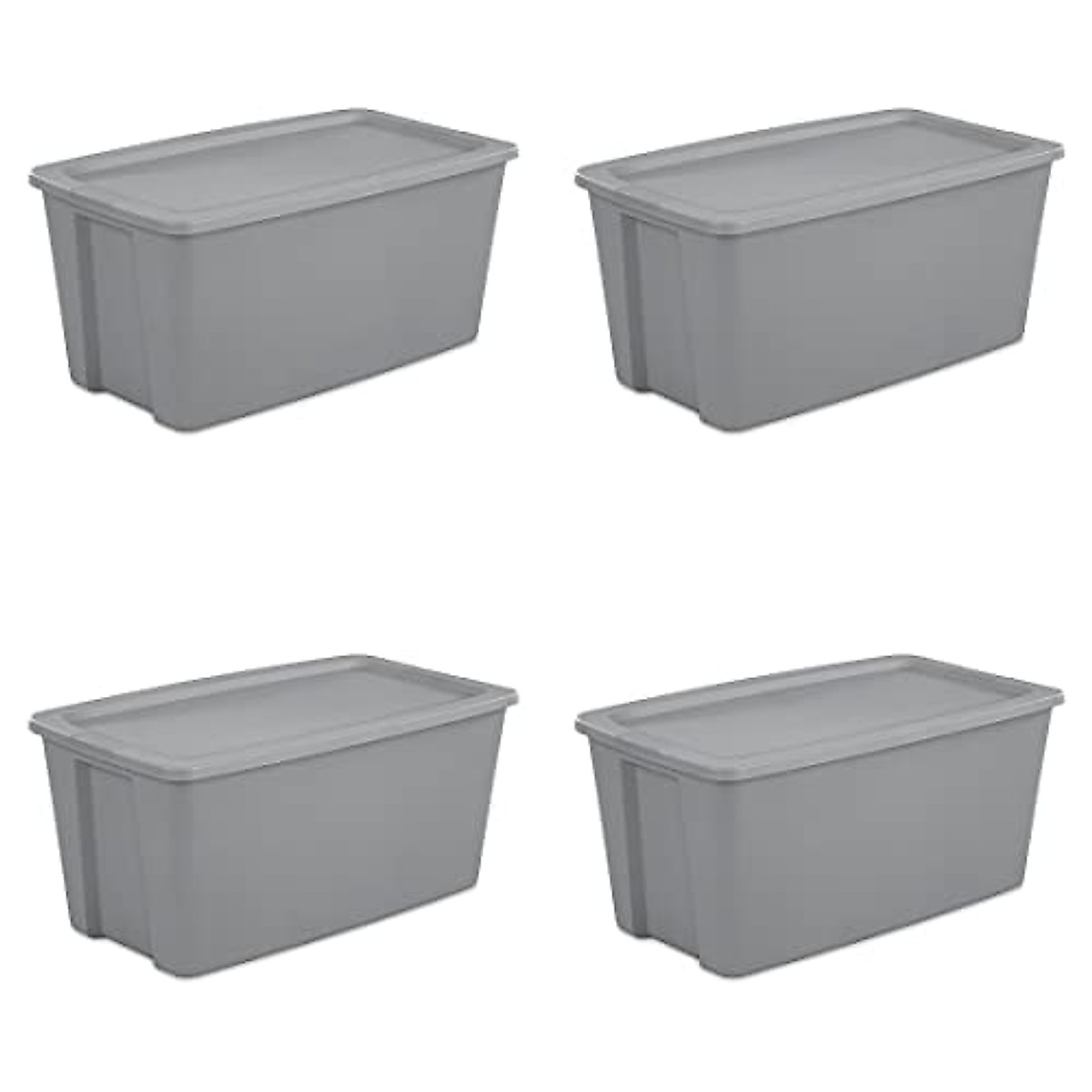 LUGEMA 50 Gallon Tote Storage Box Plastic with Set of 4,Stackable Storage Container Bin Box Tote for Home & Classroom, Titanium