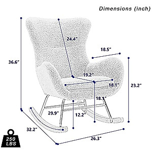 KINFFICT Small Rocking Accent Chair, Uplostered Glider Rocker Armchair for Baby Nursery, Comfy Side Chair for Living Room, Bedroom (Beige), 32D x 26W x 37H in