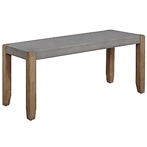 Alaterre Furniture Newport 40" L Faux Concrete and Wood Bench