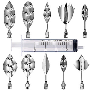 NUOBESTY 11pcs Russian Piping Tips Icing Syringe Set Stainless Steel Fondant Dry Wave Flower Frosting Tips 3D Jelly Cake Cupcake Decorating Supplies Baking Tool