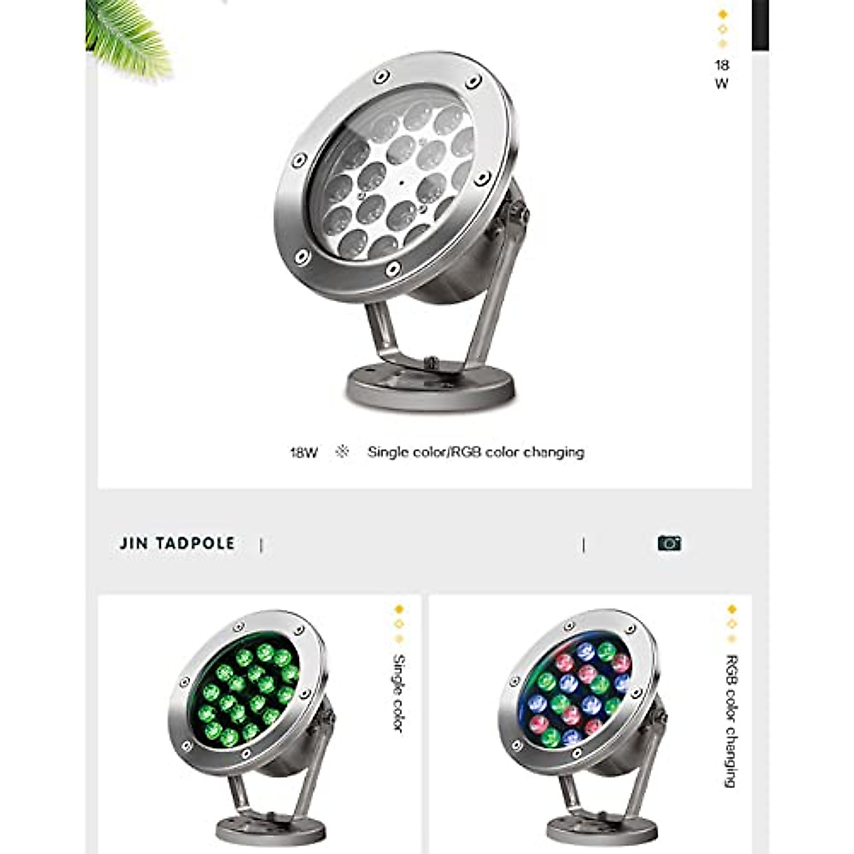 TWXG Colored with Remote Pool Light IP68 Waterproof Stainless Steel Underwater Lights Submersible Night Lamp DC 12V 24V Outdoor Garden Swimming Pool Fountain Lights