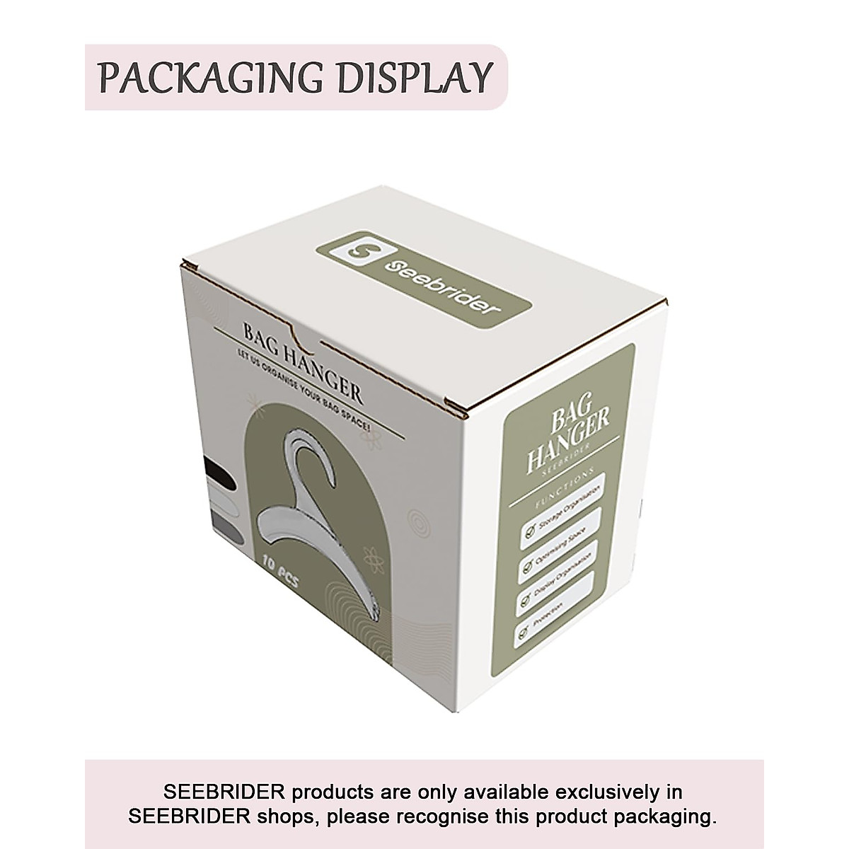 SEEBRIDER Bag Hanger, Purse Holder for Closet Black Backpack Hanger Hook for Organizer Storage Purses Tote Bag Backpacks Handbags(10 Pack)