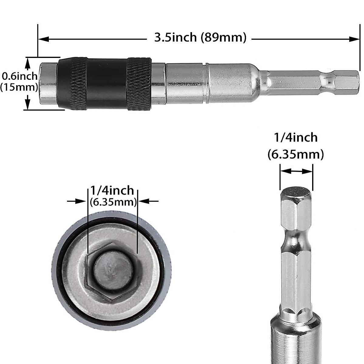 Pivoting Bit Holder Magnetic Pivot Drill Bit Holder Hex Shank Flexible Screwdriver Bit Holder for Tight Spaces 2 Pack