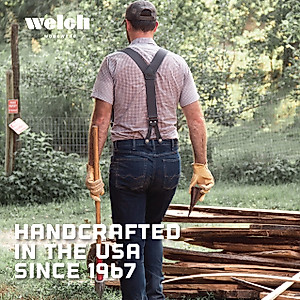 Welch, WK-3854Y-LEF-BLK, Tuff Stuff Work Suspenders for Men and Women - Button on Pants, Heavy Duty 2" wide Elastic, Adjustable Strap, for Jeans, Pants, and Trousers, Size Medium, Black