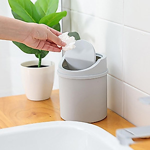 Desk Trash Can with Lid, Pop Up Countertop Wastebasket Small Garbage Can, Tiny Countertop Waste Basket Small Table Top Covered Garbage Bin for Desk Top