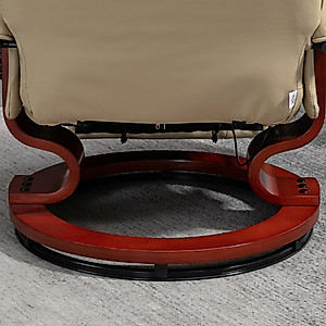 HOMCOM Faux Leather Manual Recliner, Adjustable Swivel Lounge Chair with Footrest, Armrest and Wrapped Wood Base for Living Room, Cream White