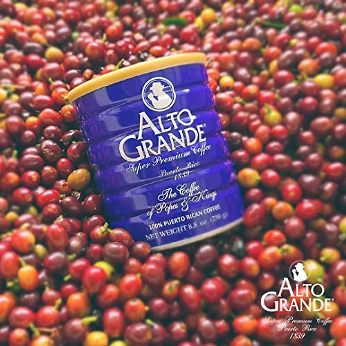 Alto Grande Super Premium Coffee Ground, Single Origin, Puerto Rico, 8.8 Ounce Canister