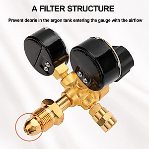 Argon CO2 Regulator Gauge Welding Gas Regulator with 6.6Ft Gas Hose, CGA580 Inlet Connection, 0-4500PSI/0-10BAR Input Pressure
