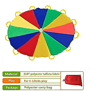 Sonyabecca Parachute 10 Feet for Kids with 12 Handles Play Parachute for 8 12 Kids Tent Cooperative Games Birthday Gift