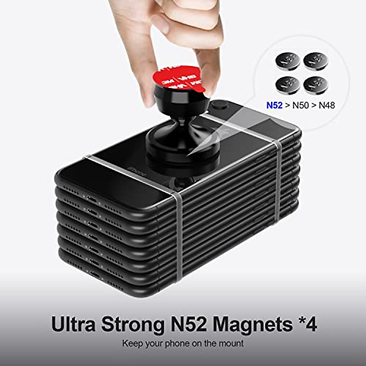 IKOPO All-Metal Magnetic Phone Holder for Car Dashboard, Universal Cell Phone Mount for Car with Strong Magnet Suitable for iPhone, Samsung, LG, GPS, and More