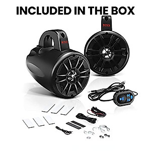 BOSS Audio Systems BM40AMPBT ATV UTV Waketower Speaker System - Bluetooth, 500 Watts of Power Per Pair, 4 Inch Woofer, Full Range, 2 Way, Marine grade, Weatherproof, Sold in Pairs
