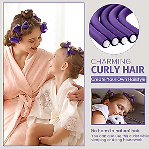 60 Flexible Curling Rods Set for Women & Girls - No Heat Hair Rollers for Long and Short Hair (Purple, 0.3 x 7 Inch)