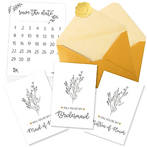 16 Pcs Bridesmaid Proposal Cards Will You Be My Bridesmaid Card with 16 Envelopes Wedding Bridal Shower Card Funny Asking Bridesmaids Cards for Wedding Invitations Cards Party Favor