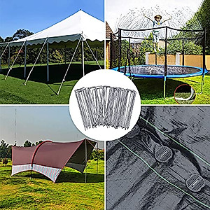 Garden Stakes 100 Pack 6 Inch Galvanized Landscape Staples, U-Shape Turf Staples Heavy Duty Galvanized Lawn Pins for Anchoring Weed Barrier Fabric, Ground Cover, Dog Fence, Tents Tarps