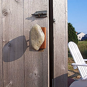 Sea Stones Coast Hook - Coat Hook - Hand Selected, Natural Stone Wall Hook with Elegant Wooden Backplate - Hang Your Coats, Towels, Robes & More with Both Indoors & Outdoor Uses (3 Pack, Cherry)