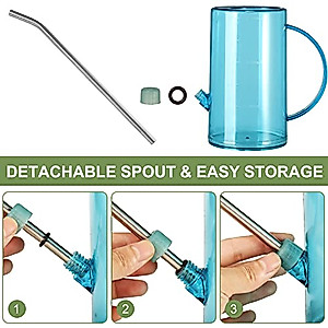SUTINE Watering Can for Indoor Plants, 1.5L Long Spout Plant Watering Can, Modern Small Watering Can with 3 Pcs Gardening Tools for House Plants Garden Potted Flowers, Blue