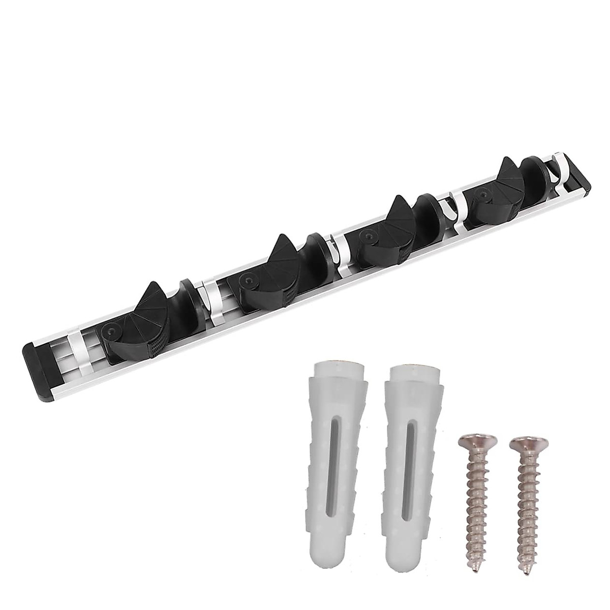 Housoutil Wall Hanging Hooks Alumimum Mop Rack Rail Rack Abs Heavy Metal Coat Hanger