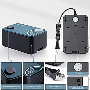 CHERLAM Aquarium Air Pump, Oxygen Pump with Adjustable Valve, Ultra Quiet Domestic Fish Pump, Double Outlets Fish Tank Air Pump Bubbles (8W)