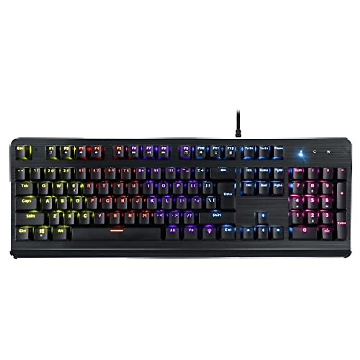 Inland ProHT Rainbow LED Backlit USB Wired Keyboard with Blue Switches,Durable ABS Keycaps/Anti-Ghosting/Spill-Resistant Mechanical Keyboard for PC Mac Xbox Gamer