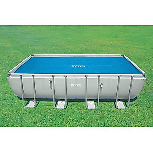 Intex Rectangular Solar Frame Set Swimming Pool Cover with Heat Retention, Easy Installation, and Own Carry Bag for Pools, Blue