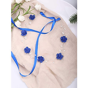 Missgrace Bridal Crystal Navy Blue Headband Wedding and Bride Hairpiece for Evening Party Navy Blue Flower Women Vintgae Hair Vine Bridal Hair Accessories