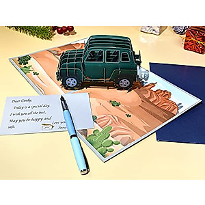 GREETING ART 3D Car Pop Up Cards, Thank You Card,Greeting Card, Happy Birthday Gift Cards,Anniversary Cards for Husband, Boyfriend, Brother, Dad, Nephew, Son