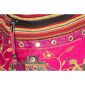 Pink Shoulder Bag Handmade Embroidered Elephant Boho Bohemian Hippie Tote Gypsy Beach Bag