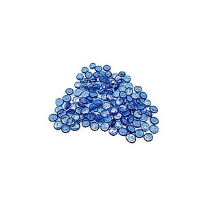 ZRTNY Blue Flat Bead Glass Beads Vase Fillers Fish Tank Aquarium Pebbles Decoration Gem Flat Beads Filled Marbles Bulk (1LB)