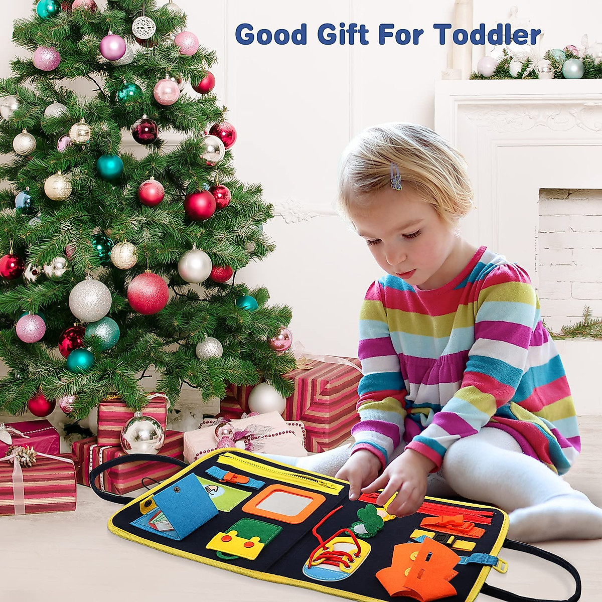 Toddler Toys for 1 2 3 4 Year Old Girls Boys,Busy Board Montessori Toys for 1-4 Year Old,Sensory Toys for Toddler Age 2-4,Preschool Educational Toys for Developing Basic Skill,Gifts for 2-4 Year Old
