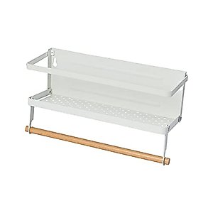Household Essentials Metal Magnetic Spice Rack with Paper Towel Holder, White