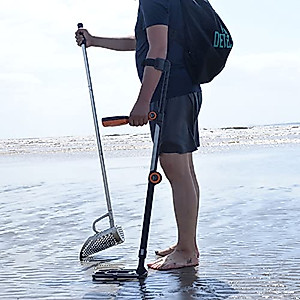 Shaledig Sand Scoop for Metal Detecting, 304 Stainless Steel Shovel Scoop for Metal Detecting for Adults, Rust-Proof Sand Scoops for Treasure Hunting, Handheld with Long Heavy Duty Handle Pole Design