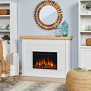 Marshall 49" Slim Electric Fireplace TV Stand in White by Real Flame
