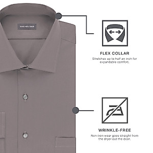 Van Heusen mens Regular Fit Flex Collar Check Dress Shirt, Midnight, 15.5 Neck 32 -33 Sleeve Medium US